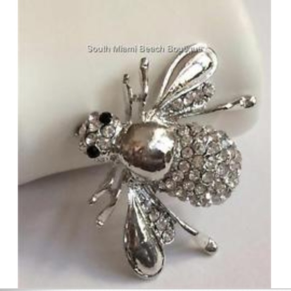 Jewelry | Silver Bumble Bee Pin Brooch Crystal Insect | Poshmark